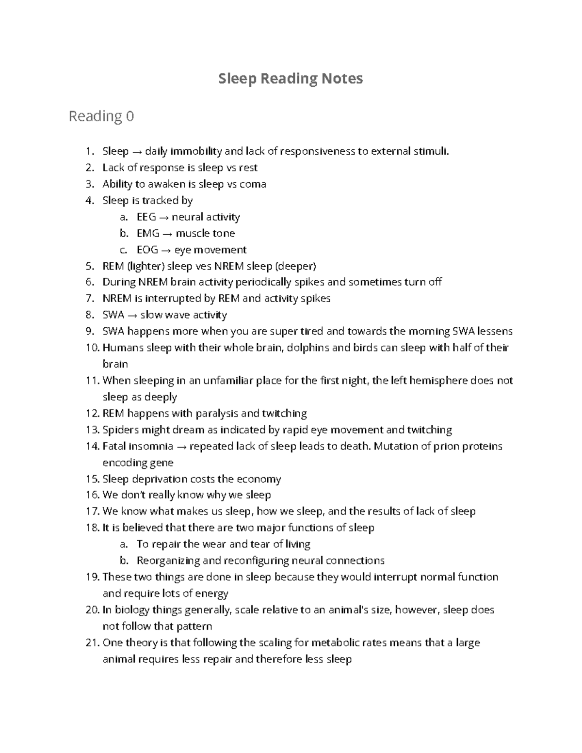 Sleep Reading Notes - Sleep Reading Notes Reading 0 Sleep → daily ...