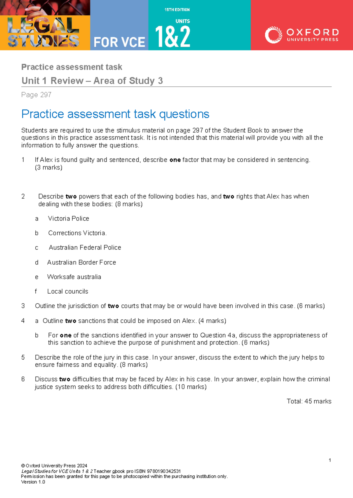 Legal 12 U1 Review AOS3 PAT - Practice assessment task Unit 1 Review ...