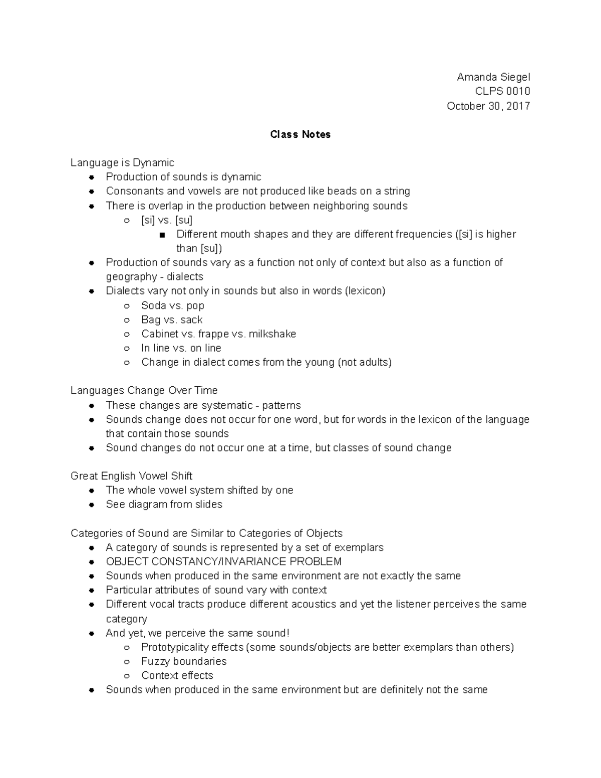 10/30 - Class Notes - Professors Elena Festa, Sheila Blumstein, & Bill ...