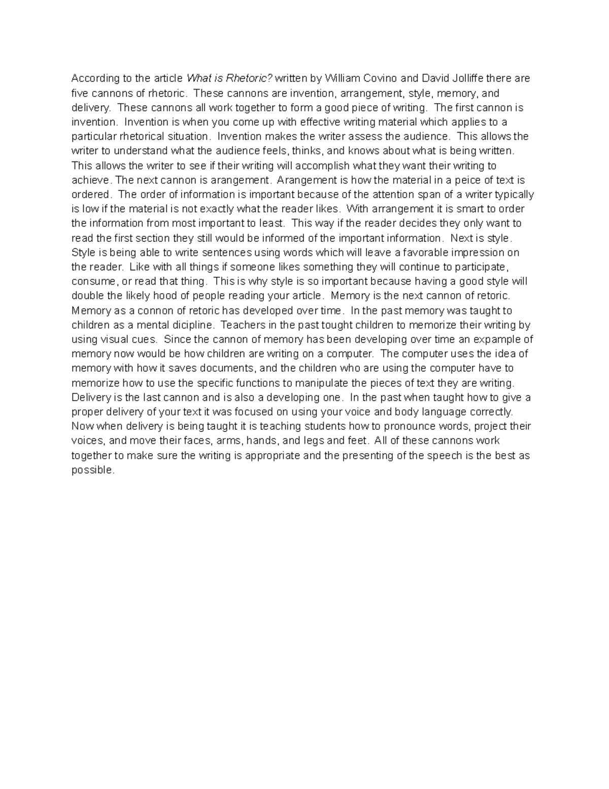 Reading Response What is Rhetoric - According to the article What is ...