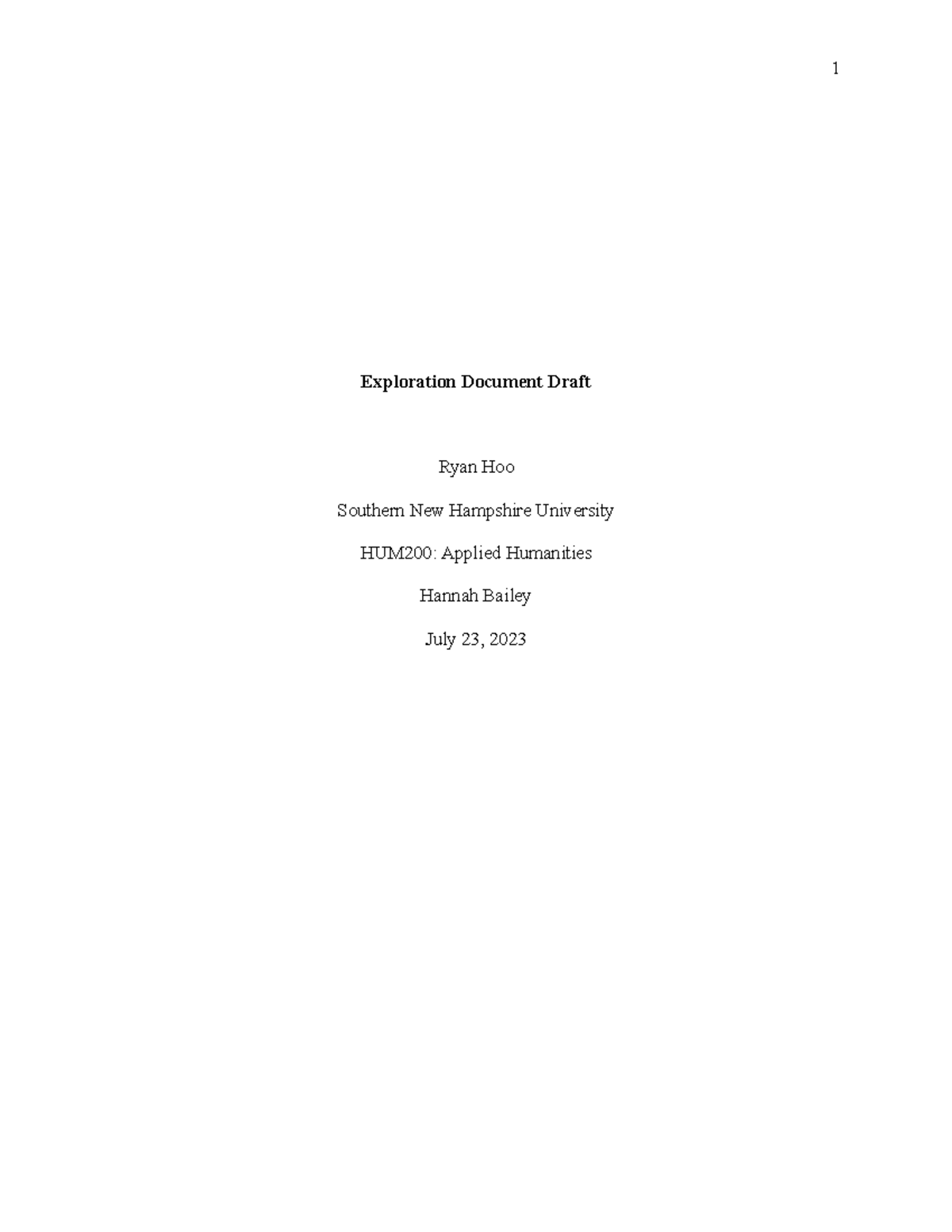 Hoo Exploration Draft - Exploration Document Draft Ryan Hoo Southern ...