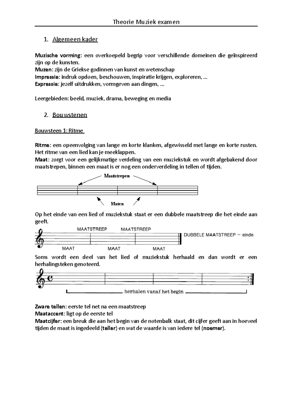 Theorie muziek - 1. Algemeen kader Muzische vorming: een overkoepeld ...