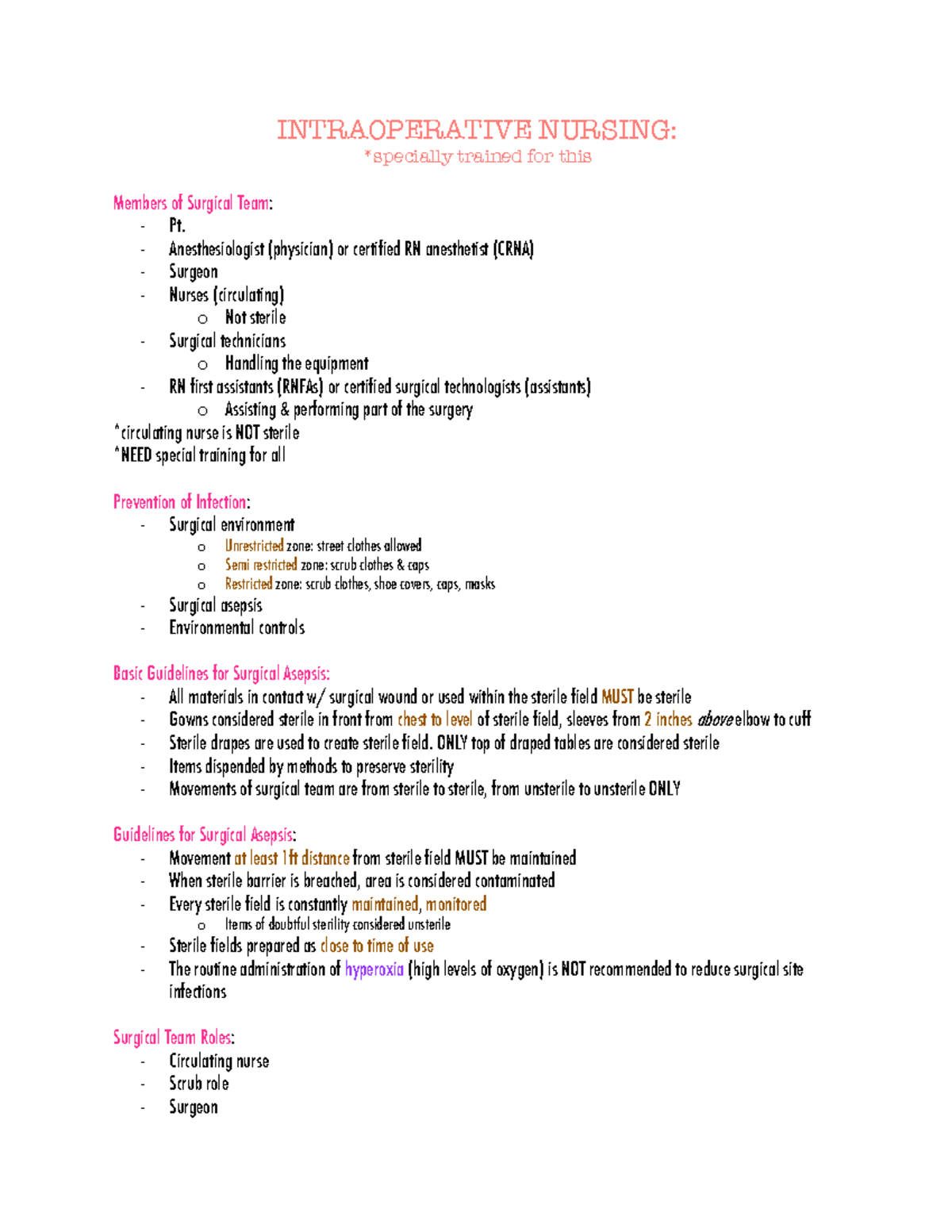 Intraoperative Nursing - INTRAOPERATIVE NURSING: *specially trained for ...