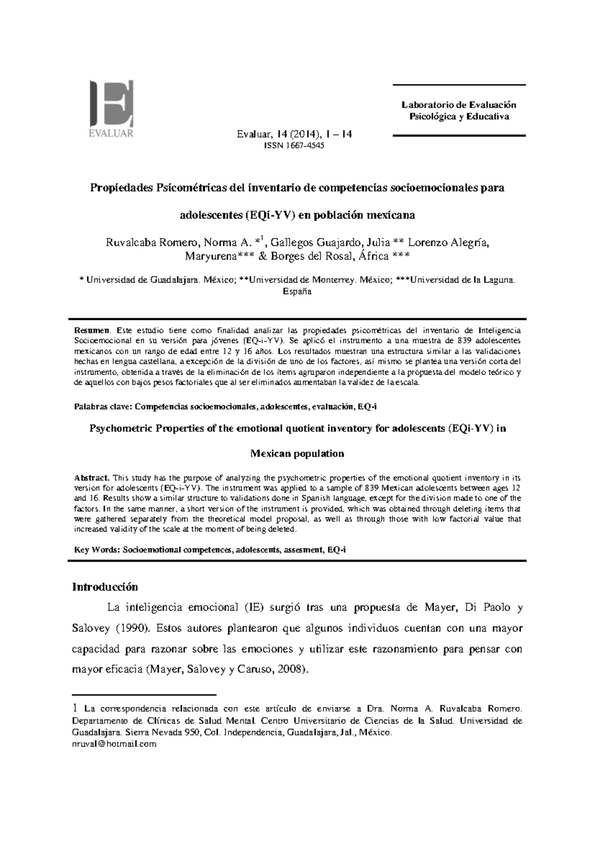 Revistas,+Journal+manager,+Competencias+Socioemocionales - Evaluar, 14 ...