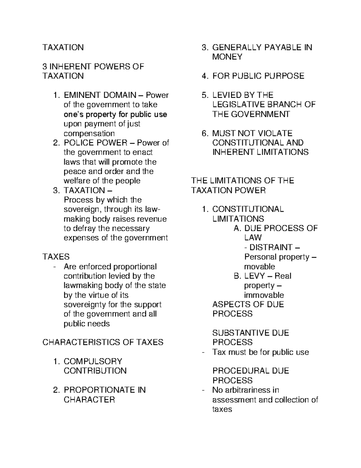 Classification of tax - TAXATION 3 INHERENT POWERS OF TAXATION EMINENT ...
