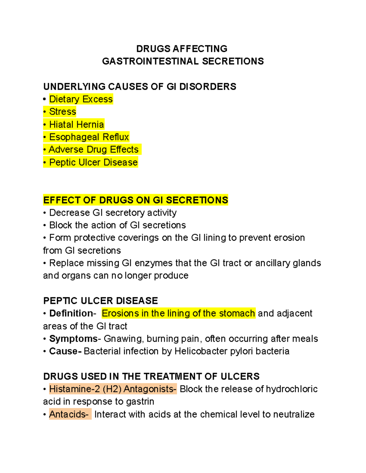 Gastrointestinal Secretions - DRUGS AFFECTING GASTROINTESTINAL ...