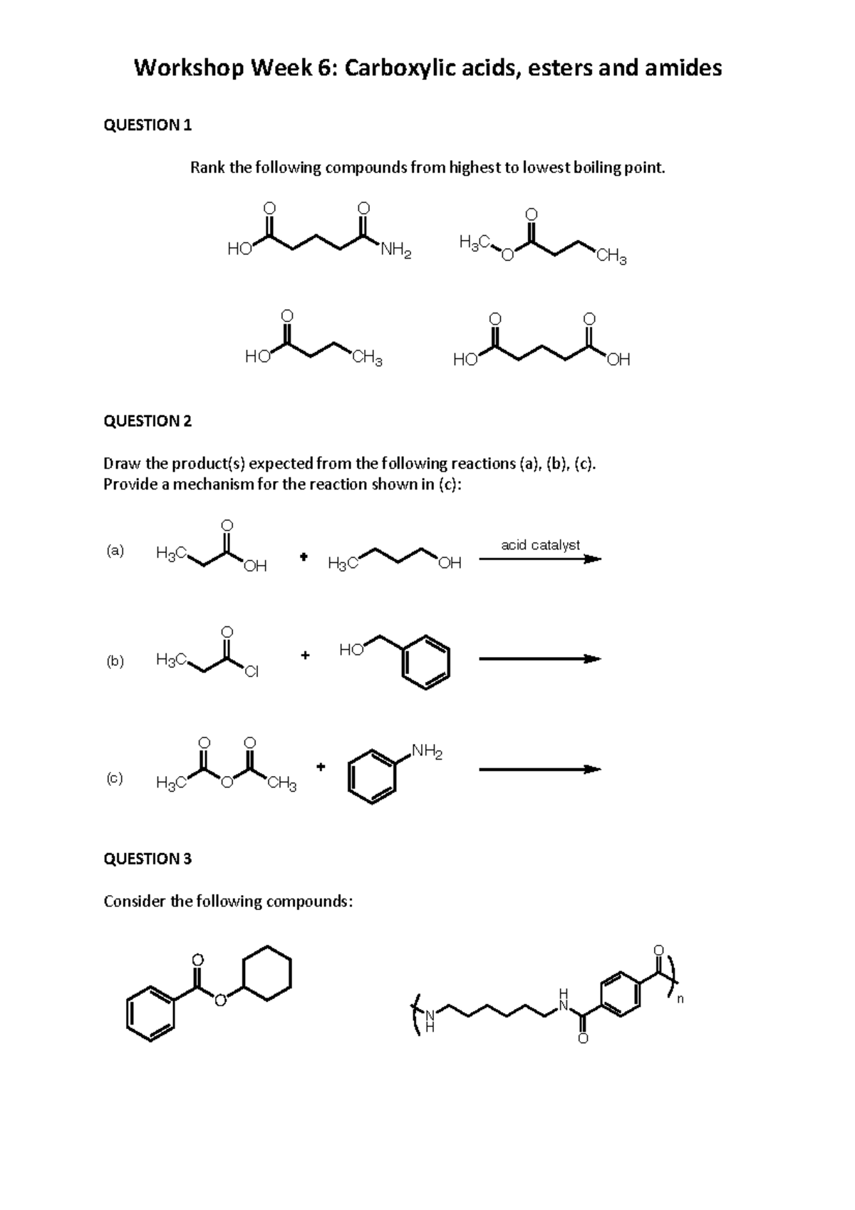 CHM1022 52-2021-W6-worksheet - Workshop Week 6: Carboxylic acids ...