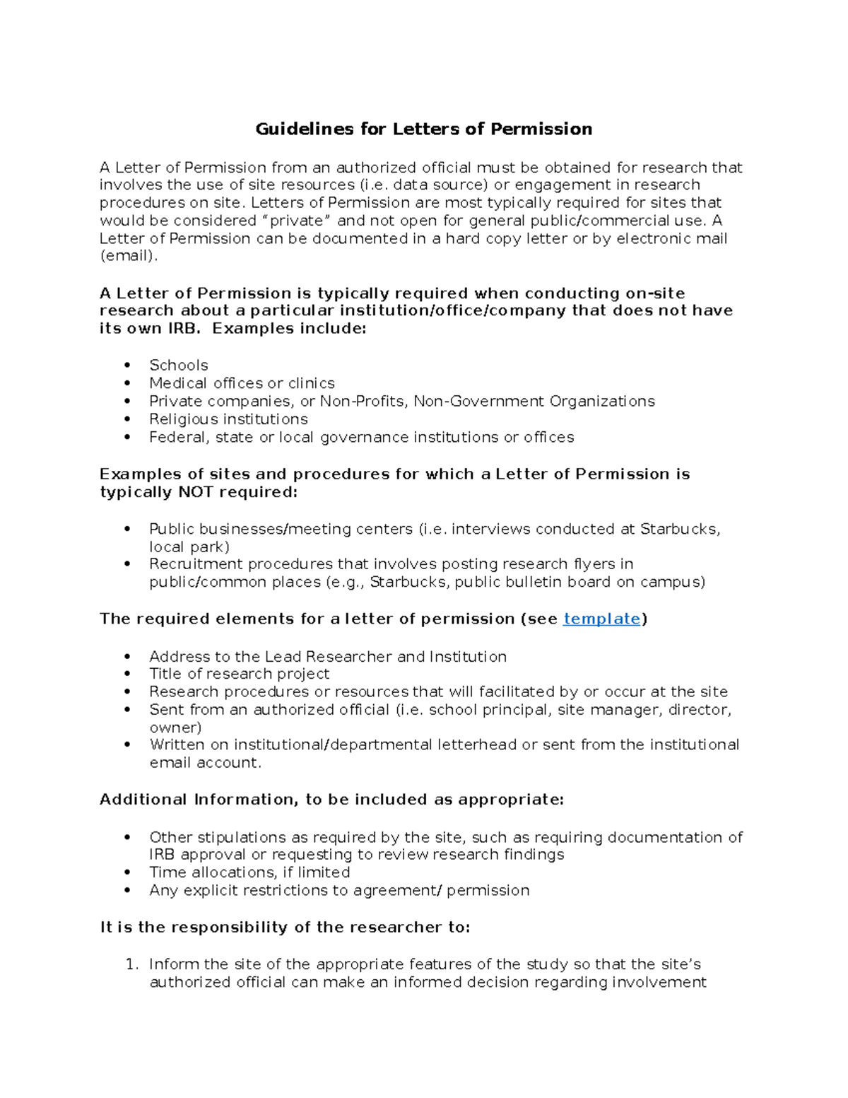 Guidance on letter of permission - Guidelines for Letters of Permission A Letter of Permission ...