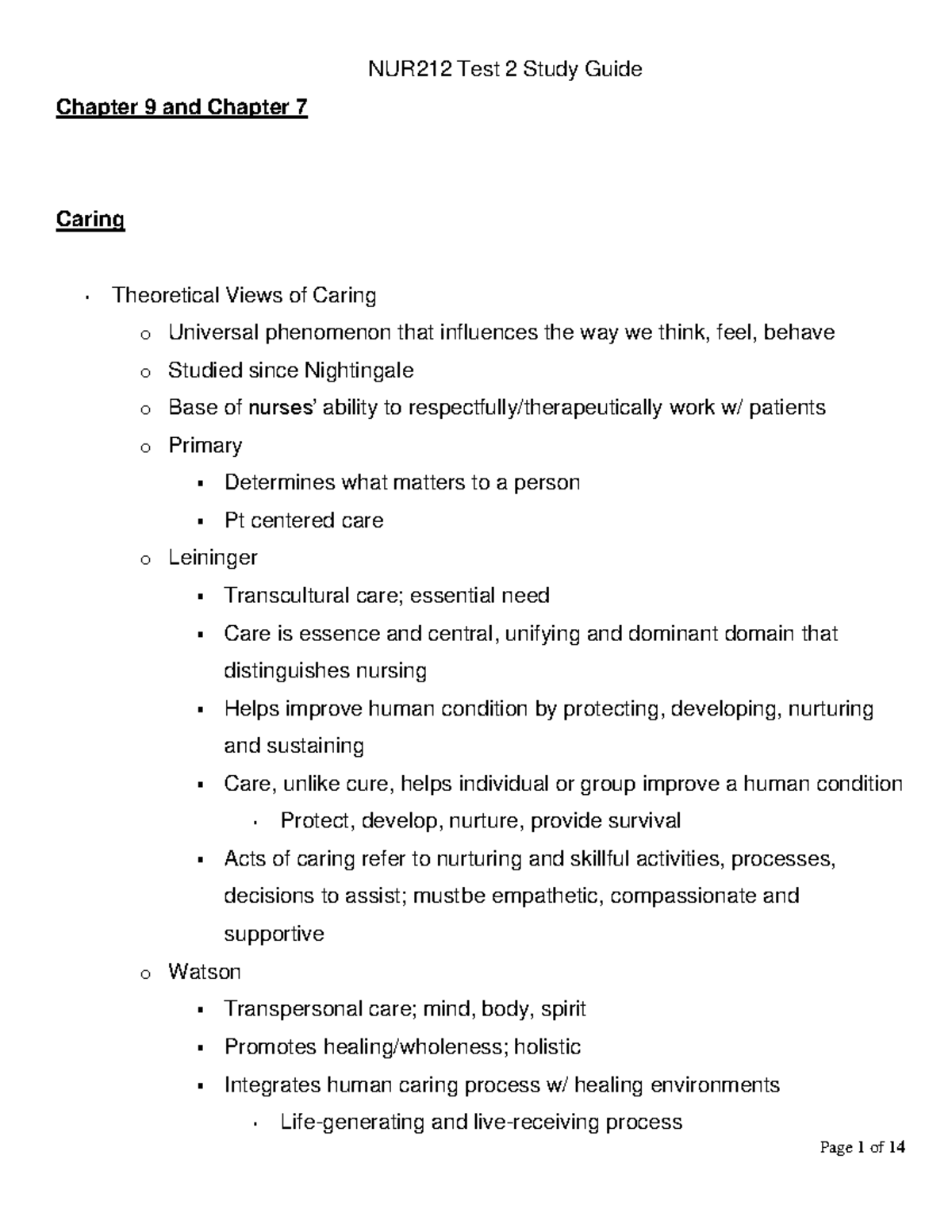 Test 2 Study Guide - NUR212 Test 2 Study Guide Chapter 9 and Chapter 7 ...