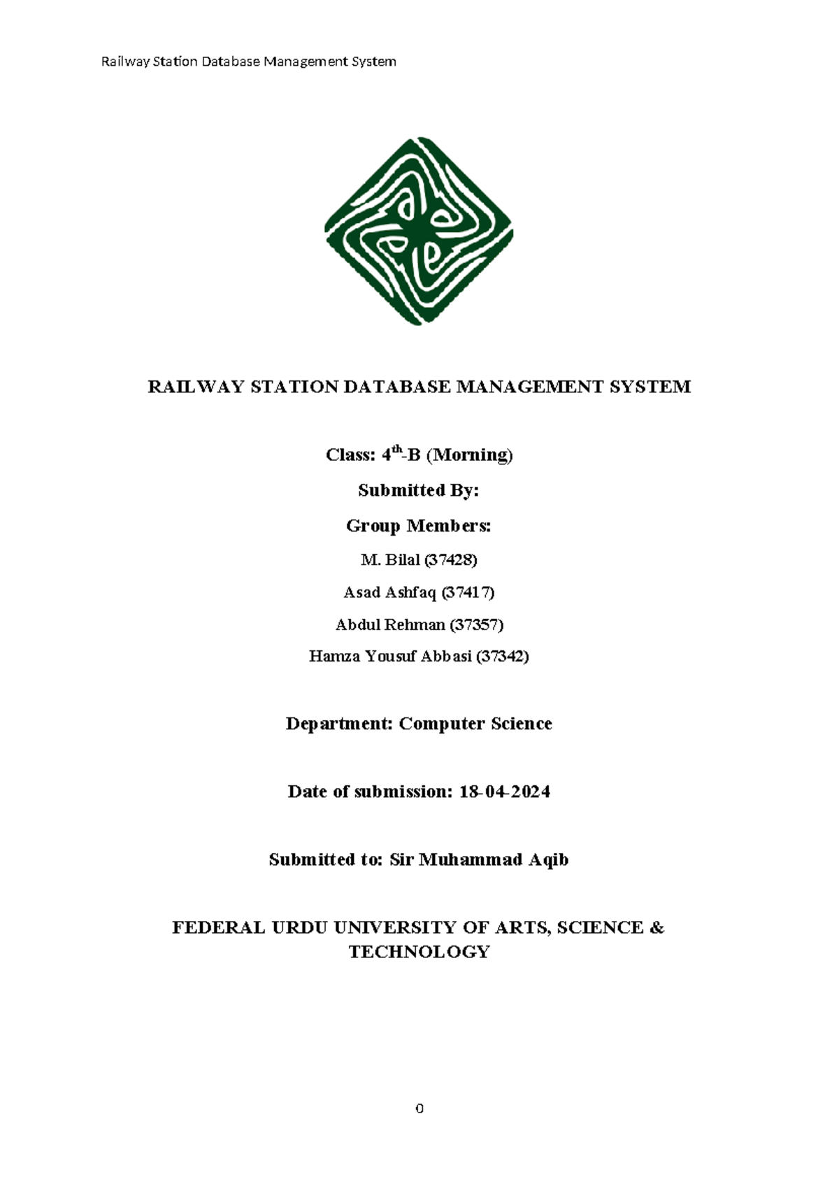 ASAD Group - railway station managment system - RAILWAY STATION ...
