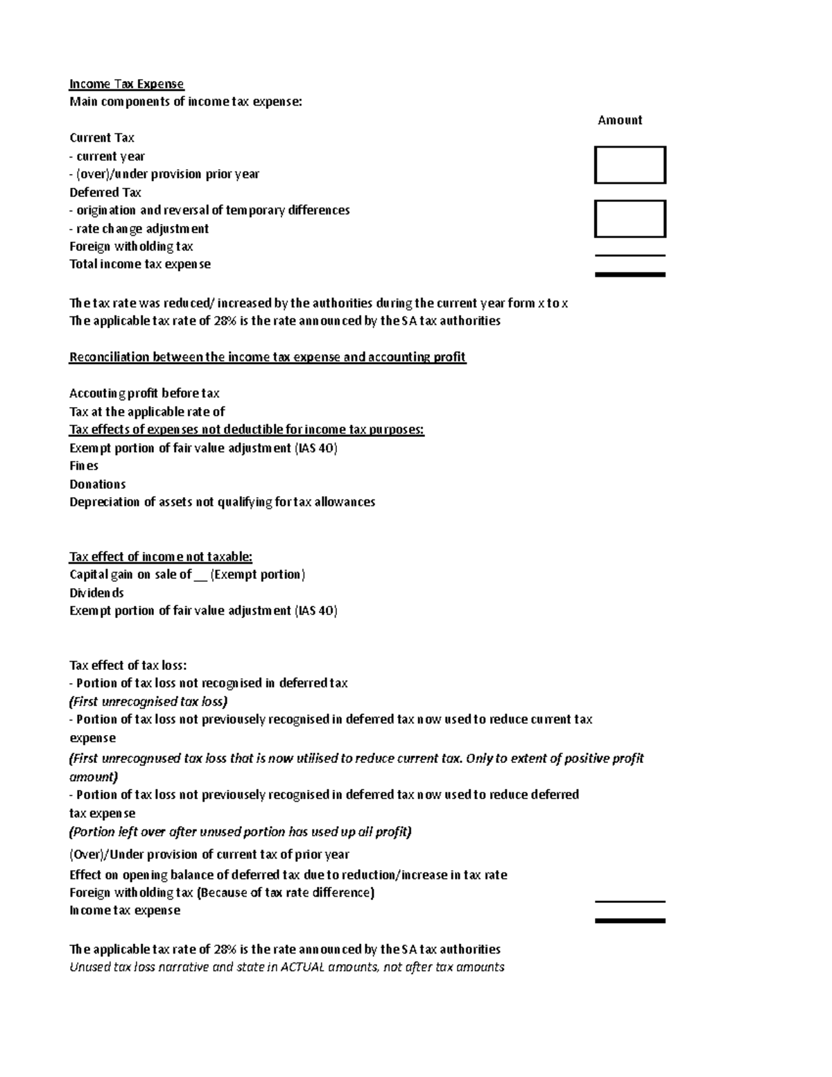 IAS 12 - Income tax - Income Tax Expense Main components of income tax ...