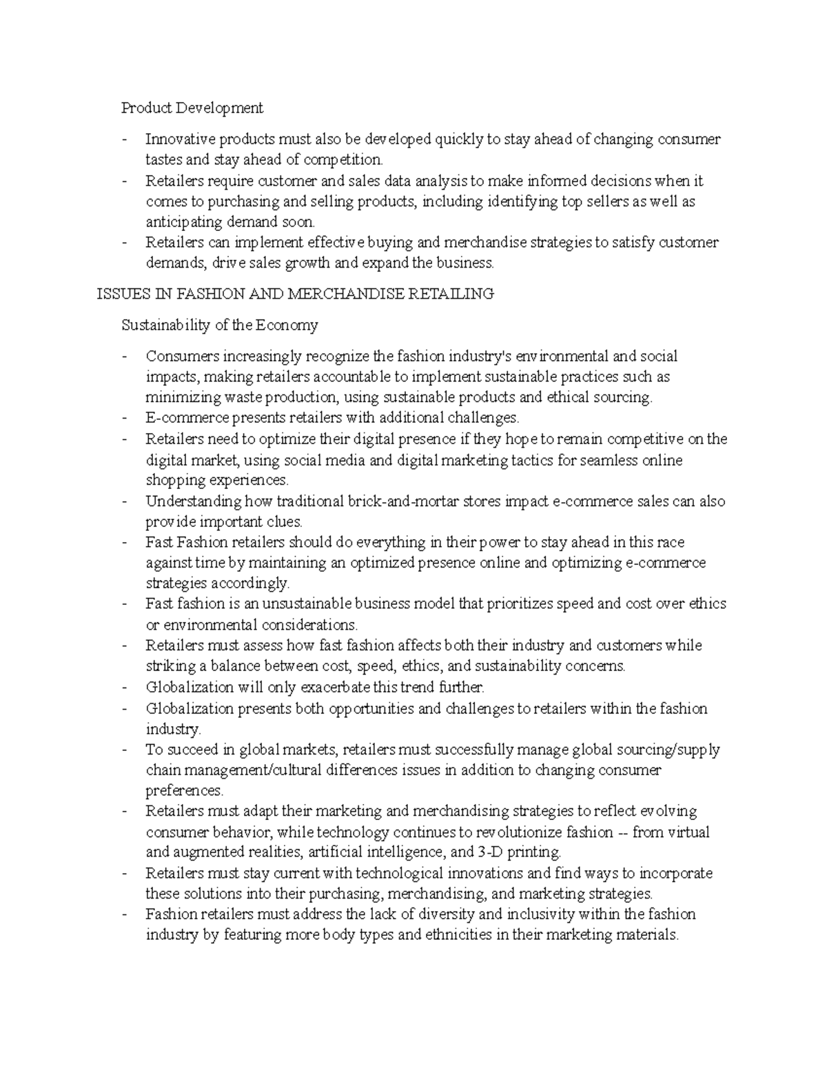 FTT 110 Notes 34 - global textile and fashion industry; an overview of ...