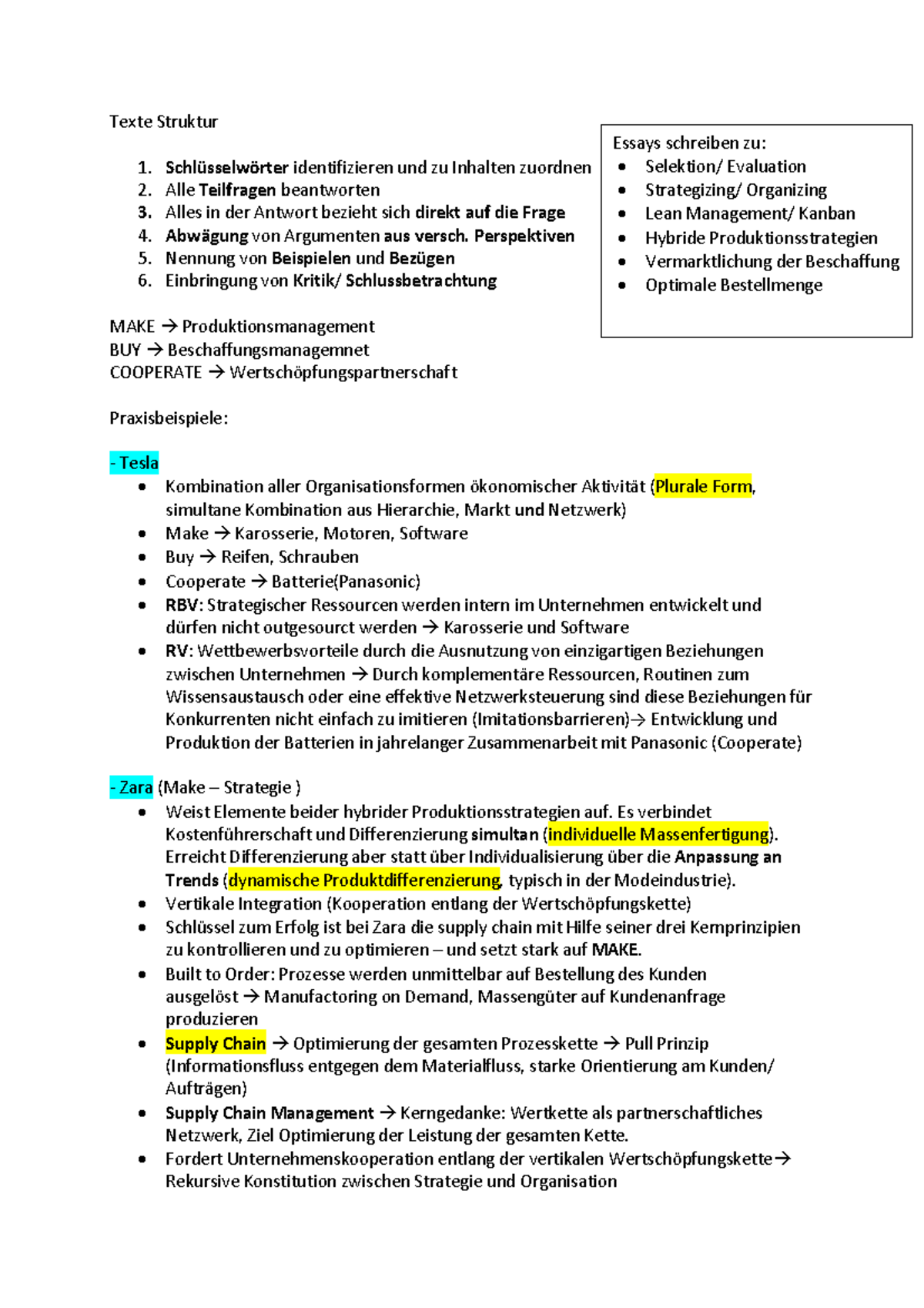 Zusammenfassung Praxisbeispiele - Texte Struktur Schlüsselwörter ...