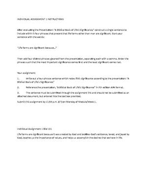 Biomolecules OF Cells Assignment Instructions - BIOL 101 - LU - Studocu