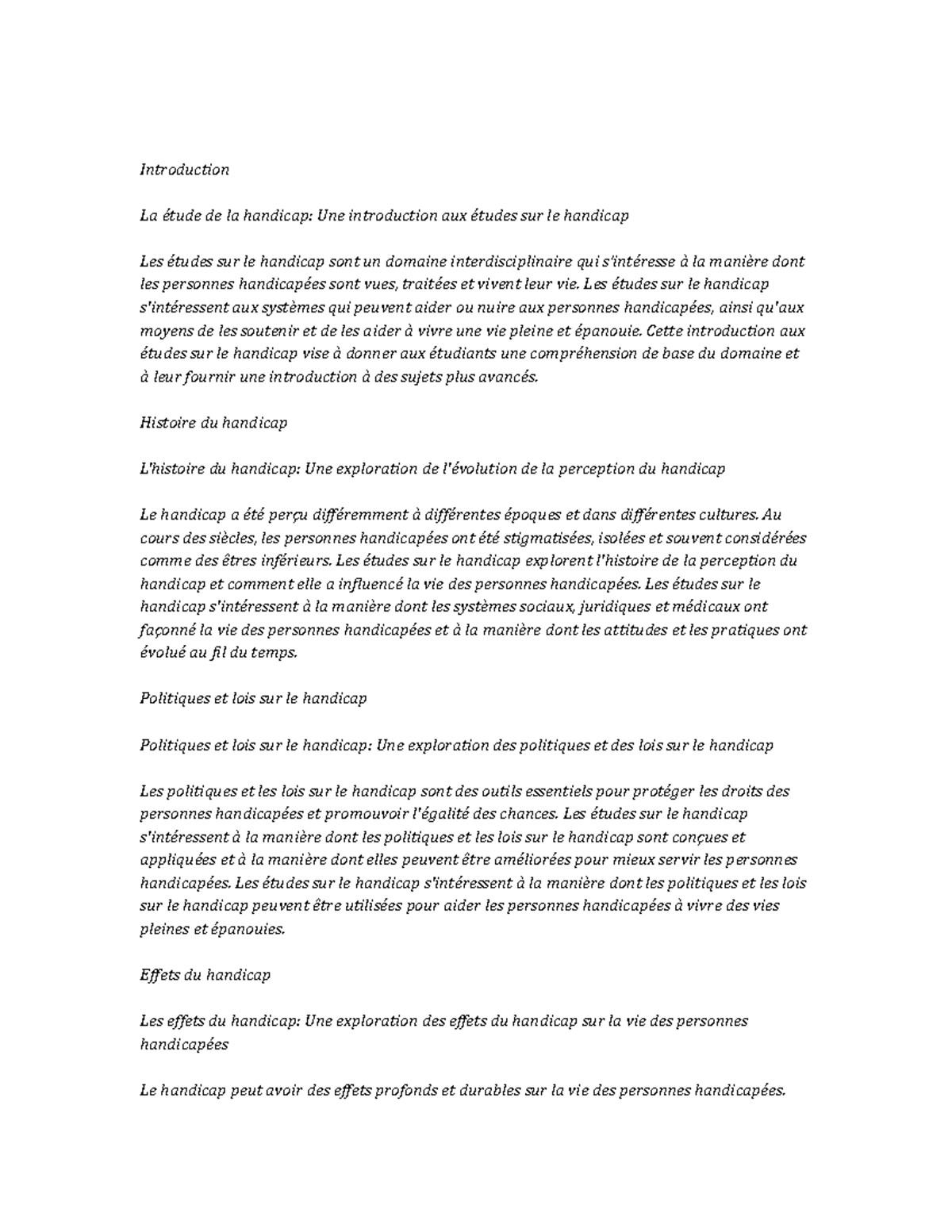 Disability Studies Study Notes - Introduction La étude de la handicap ...