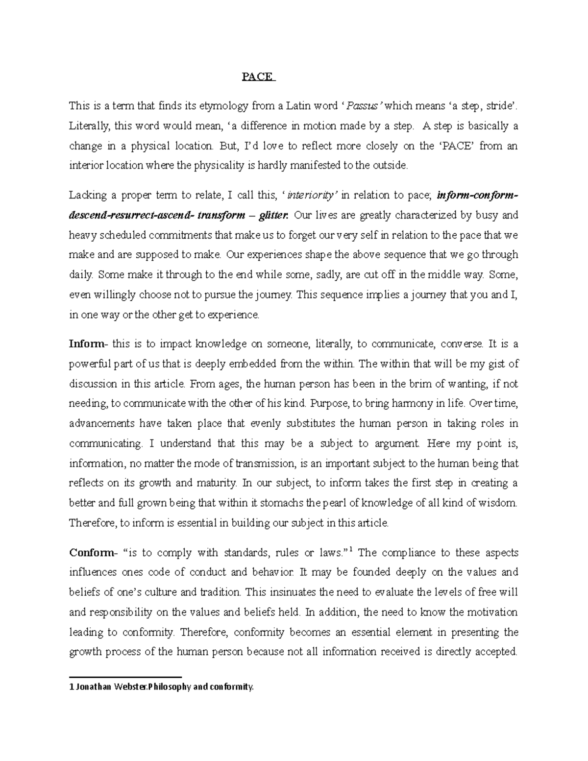 ON PACE - tbheas - PACE This is a term that finds its etymology from a ...