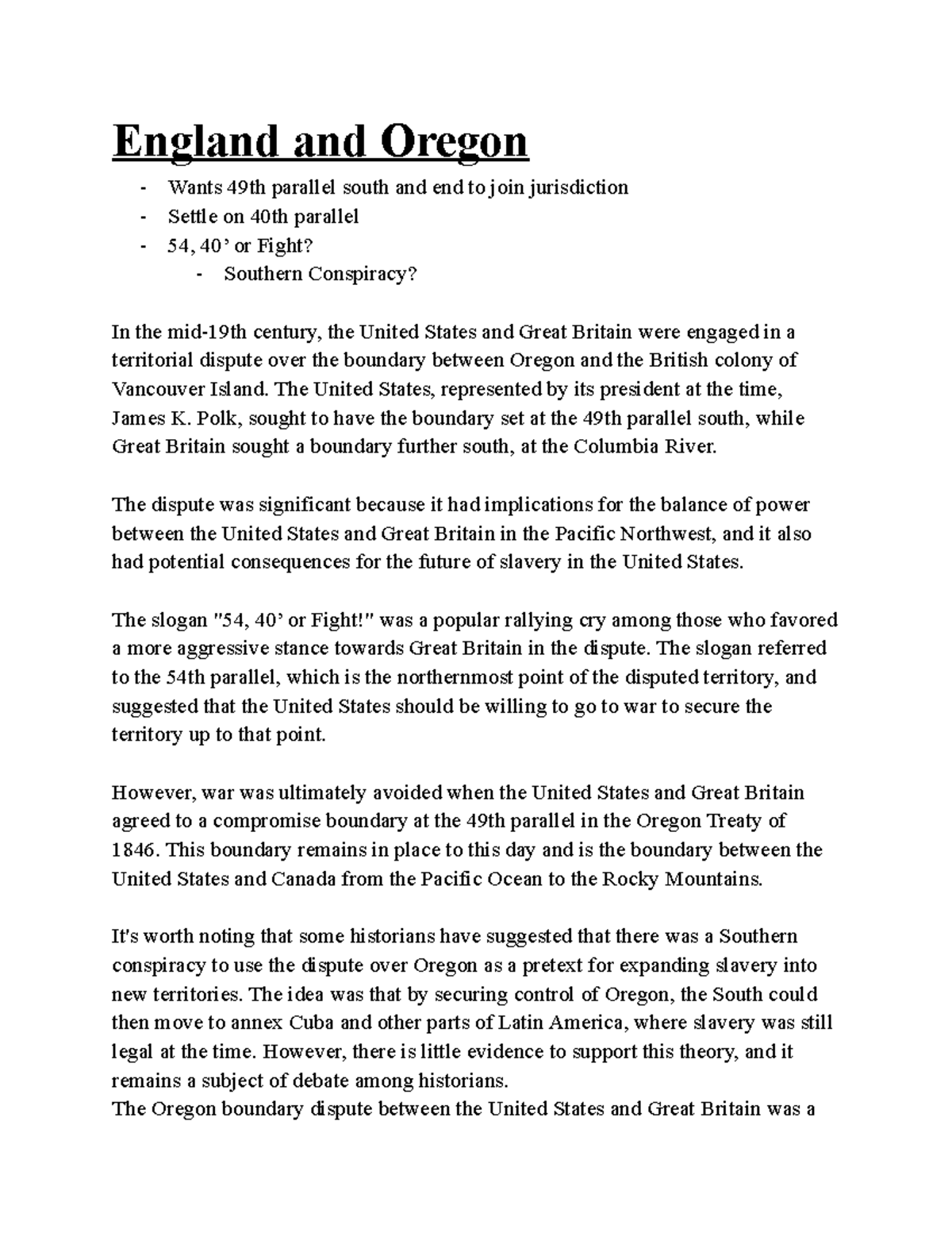 England and Oregon influence in the US - England and Oregon Wants 49th ...