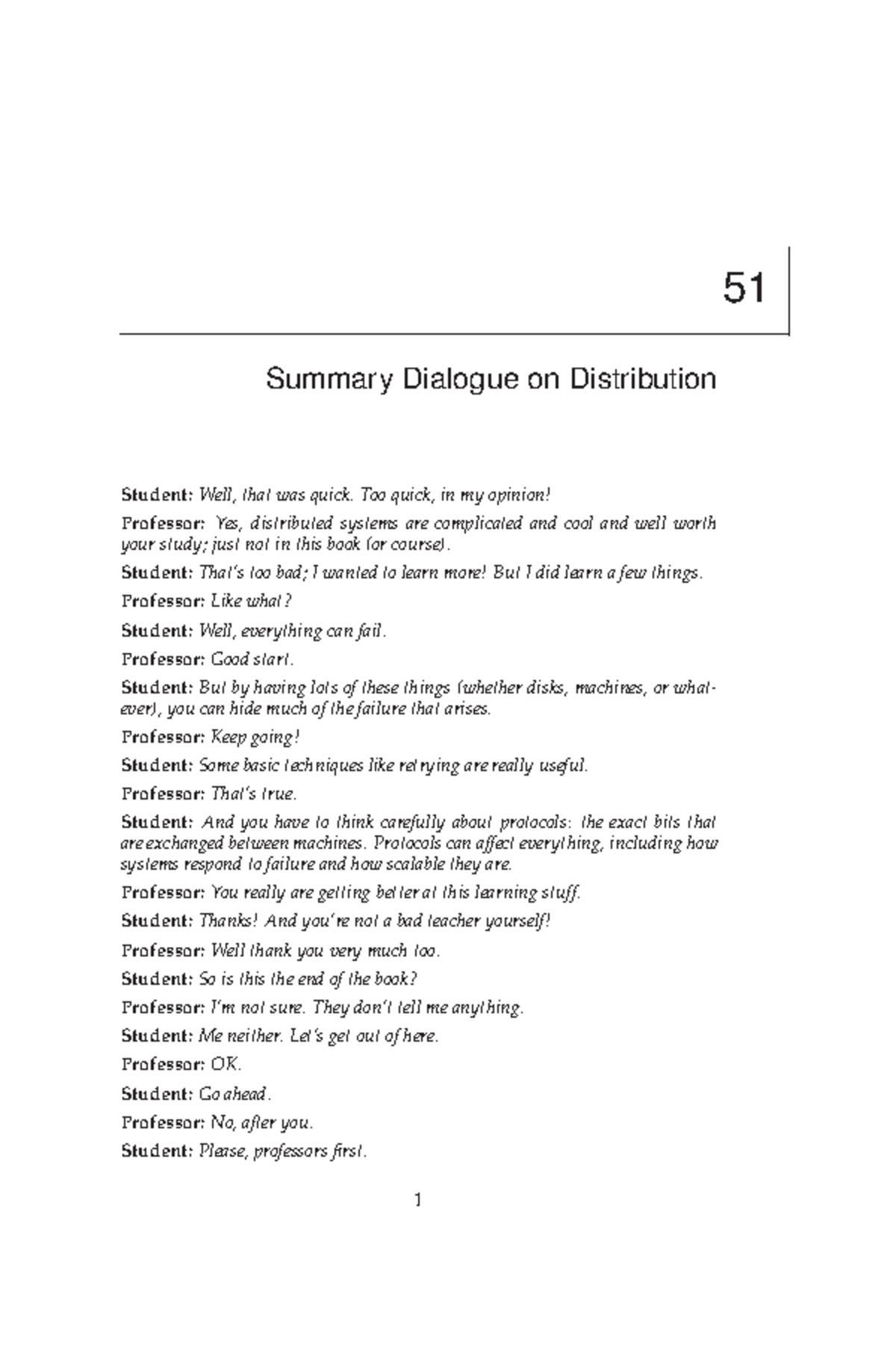 Dist-dialogue - Operating Systems - 51 Summary Dialogue on Distribution ...