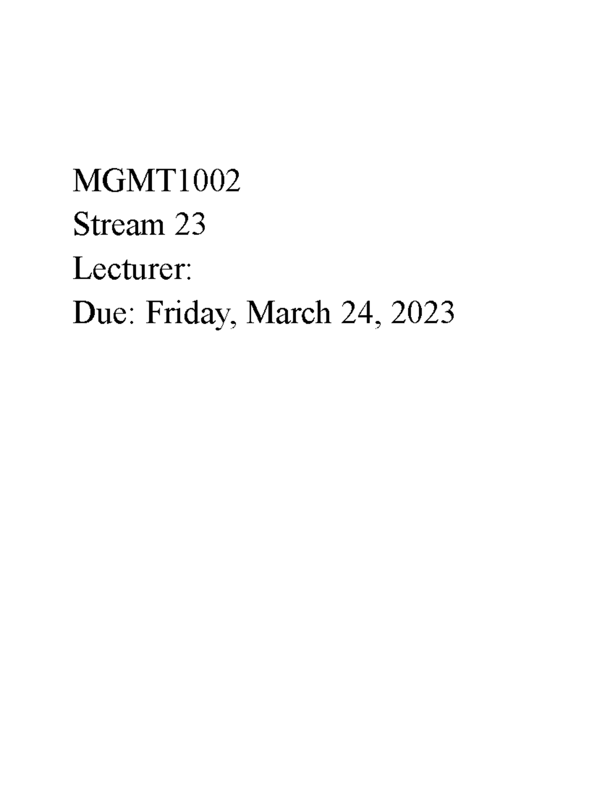 Business Document - MGMT1002 UWI MONA - MGMT Stream 23 Lecturer: Due ...