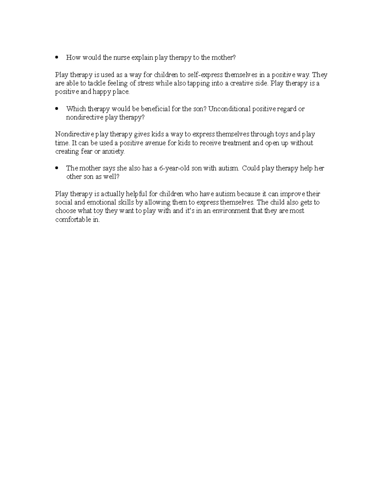 Peds Play Therapy assignment - How would the nurse explain play therapy ...