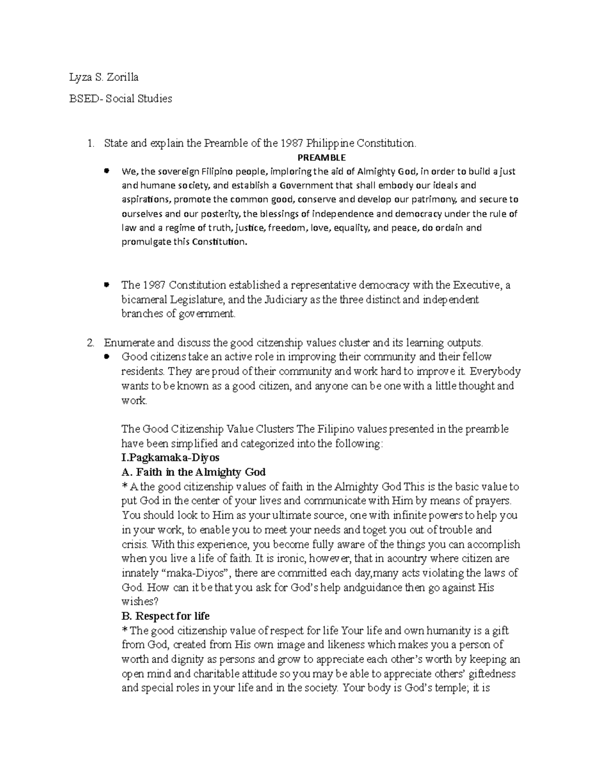 Zorilla - for our assignments - Lyza S. Zorilla BSED- Social Studies ...