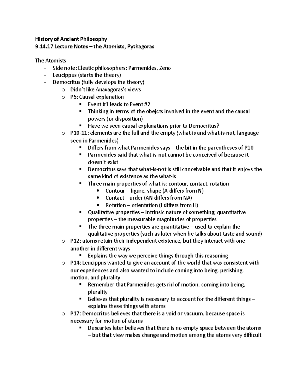 HAP 9.14 (L) Atomists, Pythagoras - History of Ancient Philosophy 9.14 ...