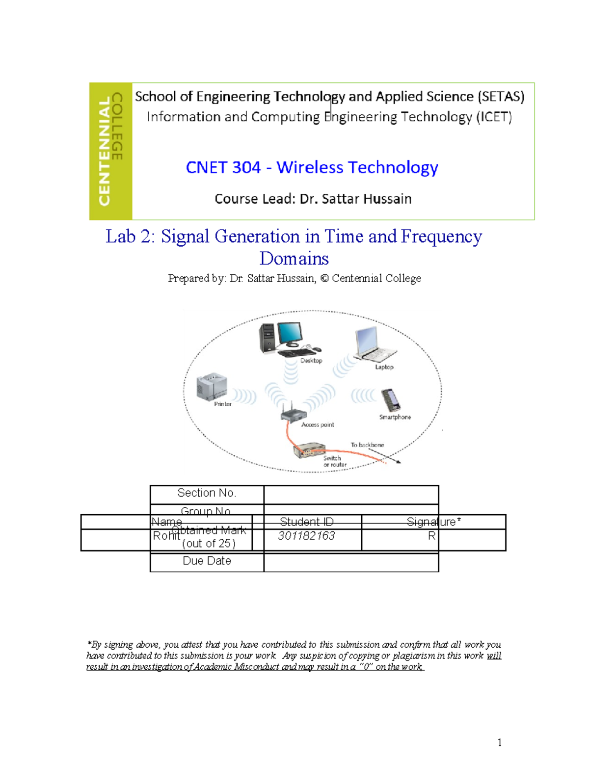 CNET304 Lab 2 Signal Analysis in Time and Frequency Domains - Lab 2 ...