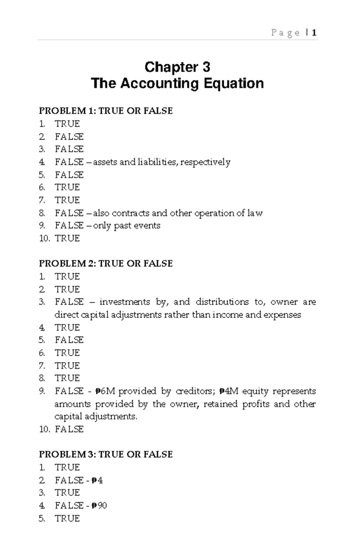 FAR Accounting Equation - Chapter 3 The Accounting Equation PROBLEM 1 ...