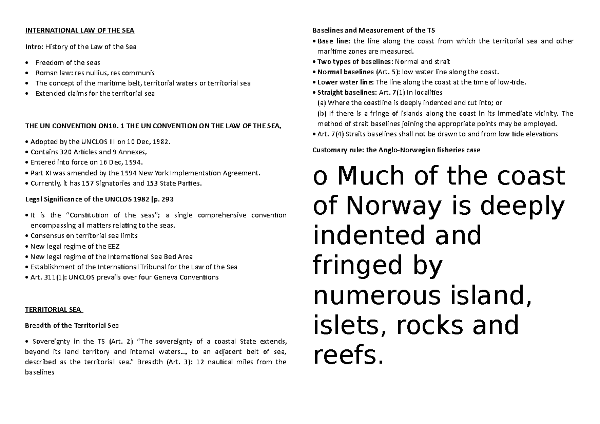 Law of the sea - INTERNATIONAL LAW OF THE SEA Intro: History of the Law ...