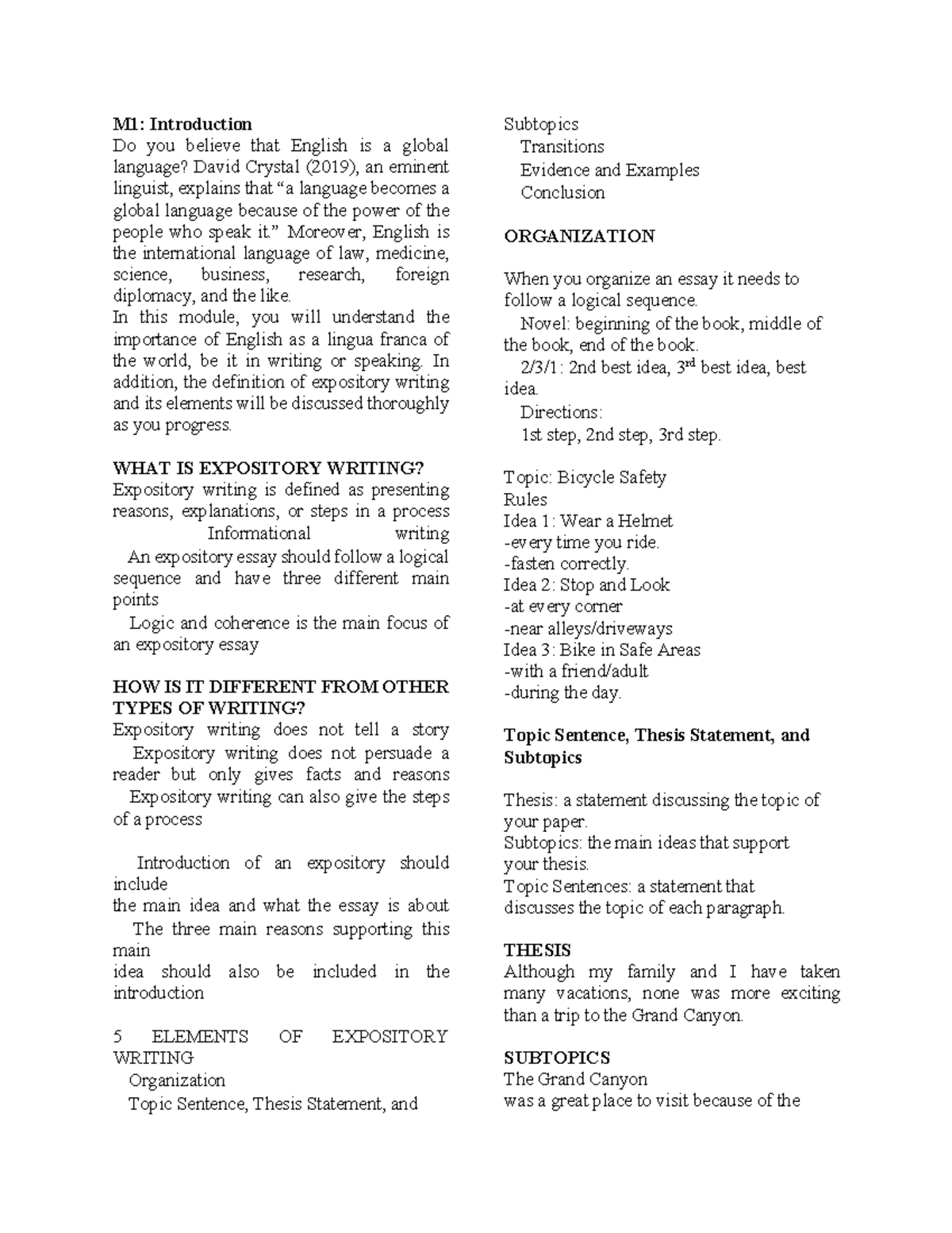 M1-M2- Expository - MIDTERMS LECTURE - M1: Introduction Do you believe ...