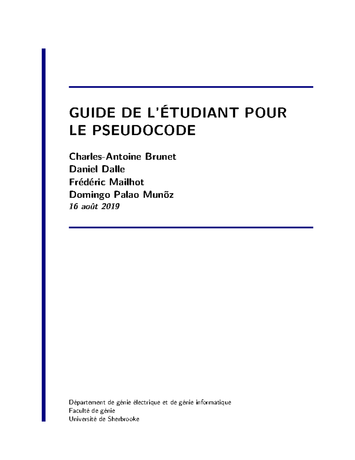 Guide Pseudocode Notes De Cours App 2 Introduction A La Programmation Guide De LÉtudiant