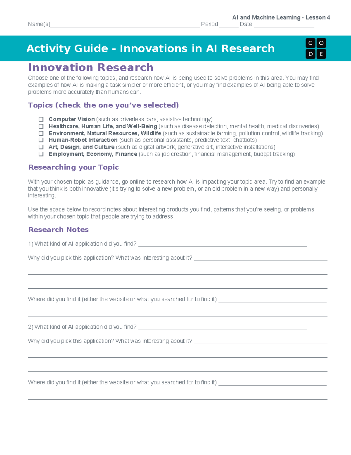U7 L4 L5 - Activity Guide - Innovations in AI Research Patterns in Data ...