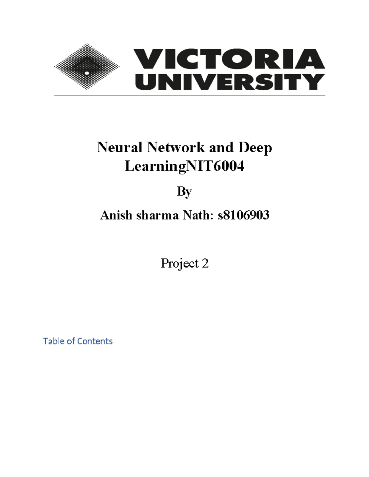 6004 project 2 - imo doc - Neural Network and Deep LearningNIT By Anish ...