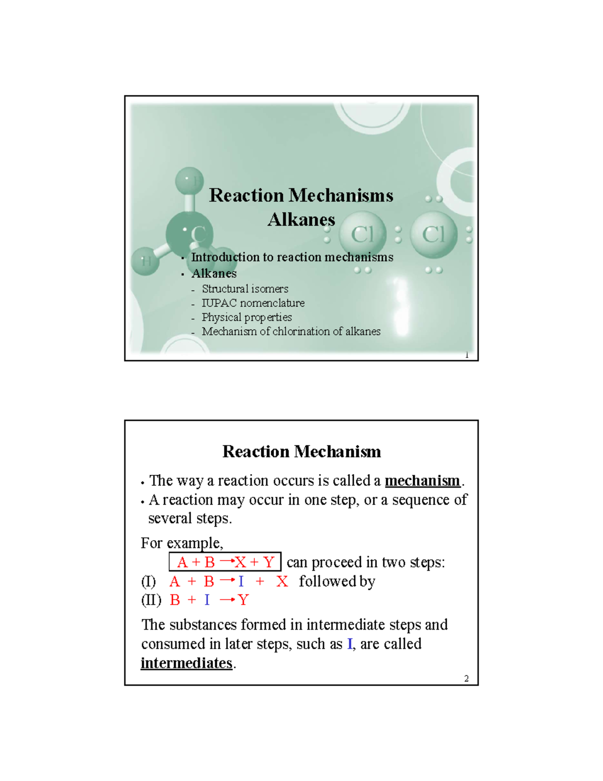 L4 2022 - XLH - 1 Reaction Mechanisms Alkanes Introduction to reaction ...