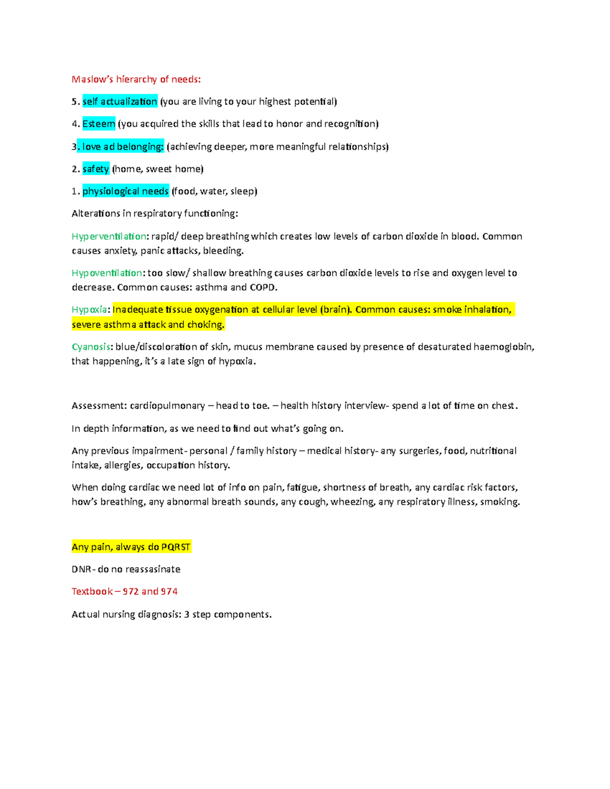 Maslow's hierarchy notes for practical nursing - Maslow’s hierarchy of ...