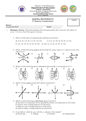 1st Periodic Test - Math 7 - FIRST PERIODICAL TEST GRADE 7 Mathematics ...