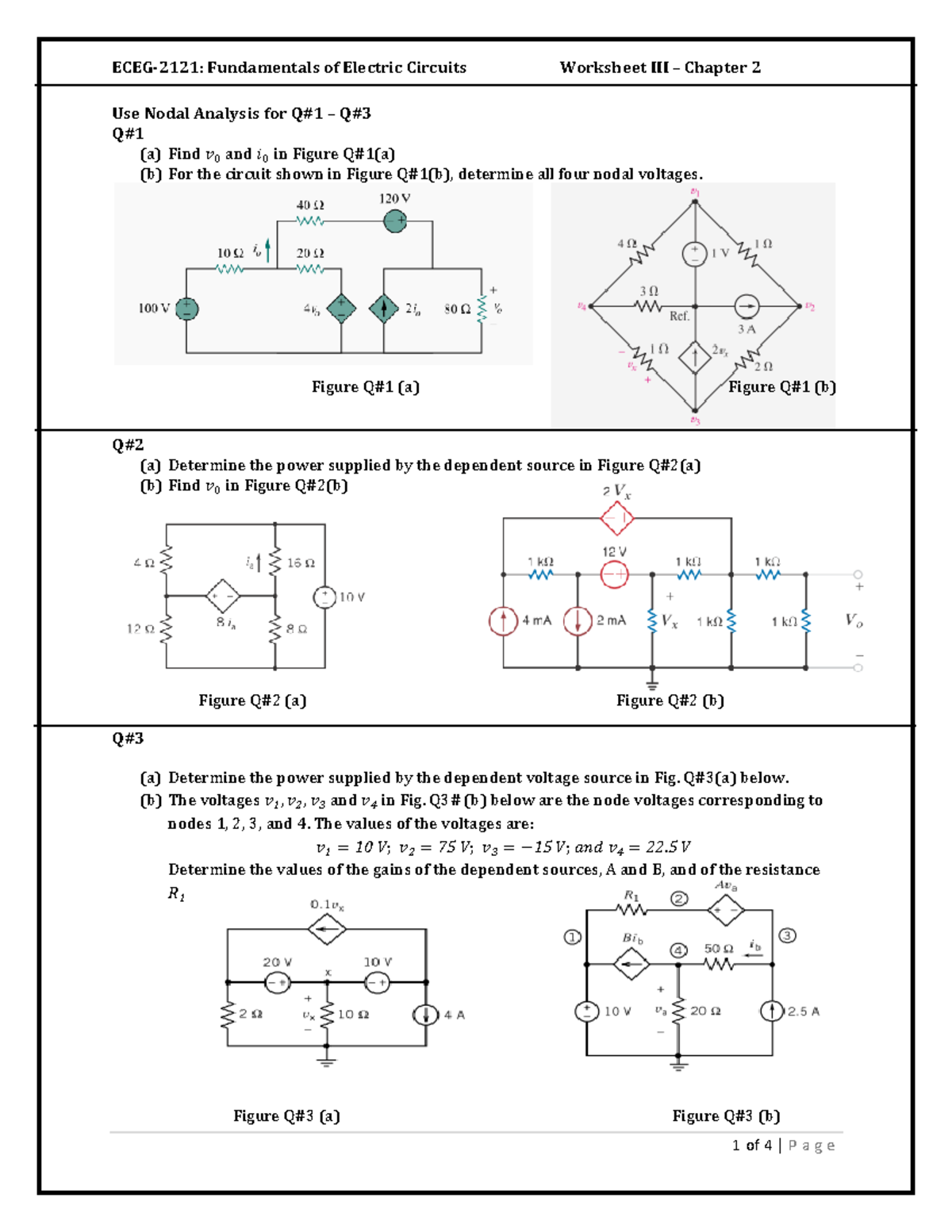 ECEG-2121 Workshhet III - 1 of 4 | P a g e ECEG-2121: Fundamentals of Electric Circuits ...