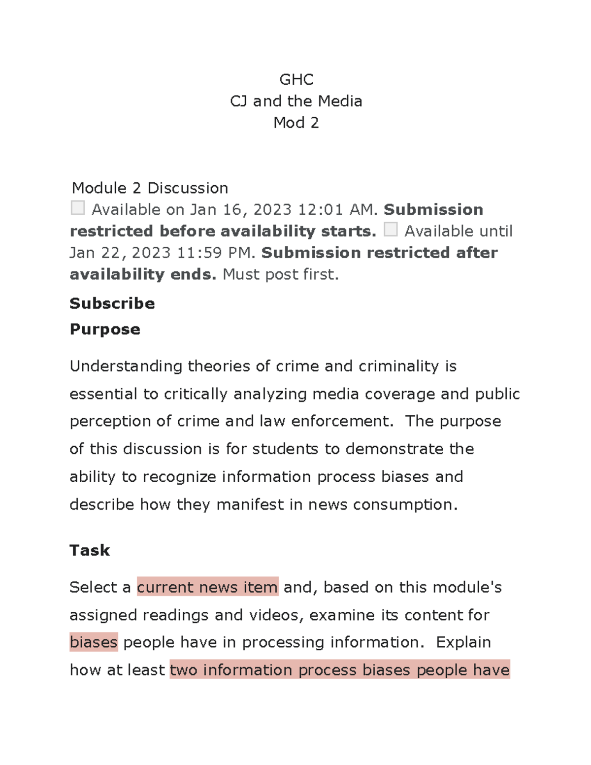 CJ Media Mod 2 Disc - GHC CJ and the Media Mod 2 Module 2 Discussion ...
