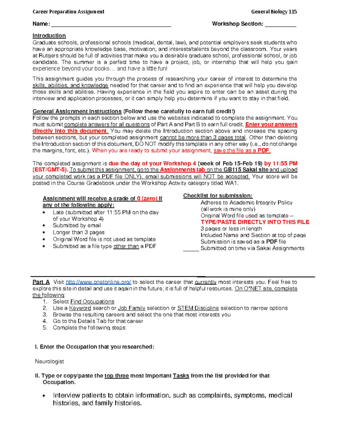 GB115 SP21 Career Preparation Assignment-1-1-1 - 01:119:115 - Studocu