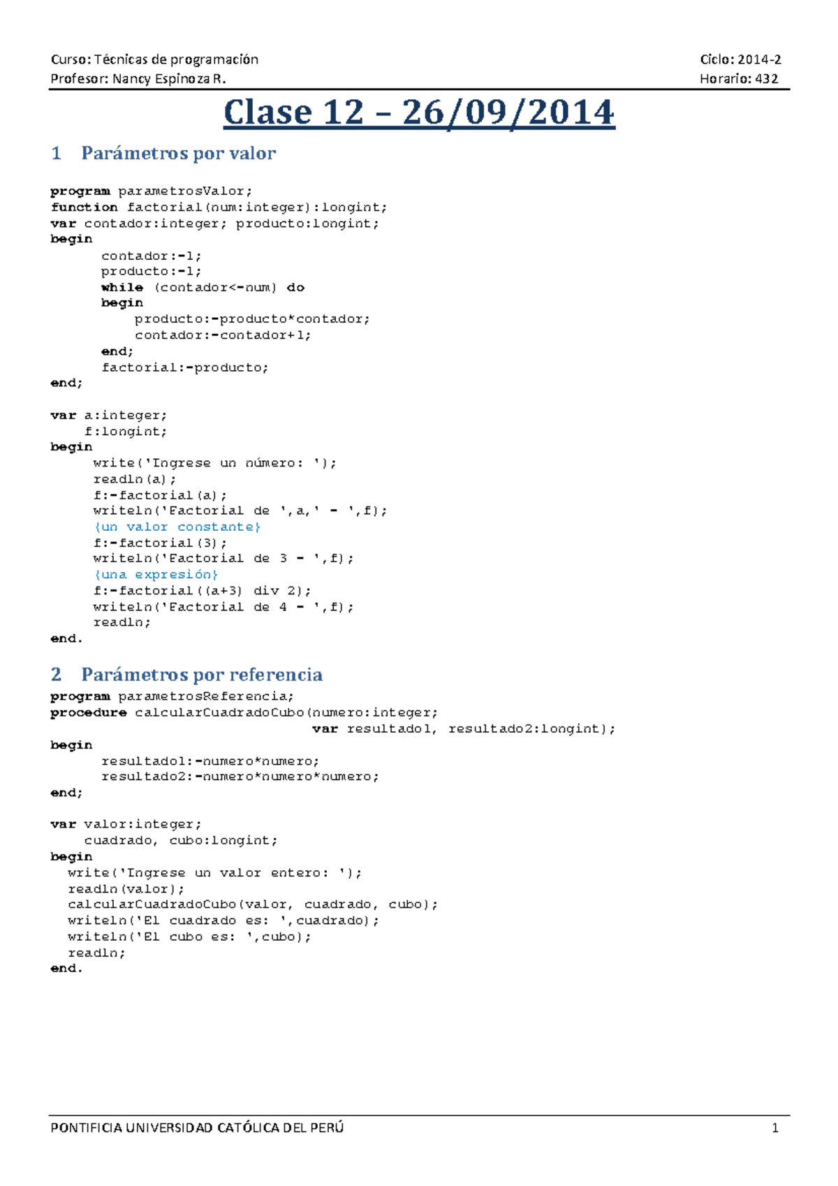 12 Ejercicios Clase Viernes 26 09 - Curso: Técnicas de programación ...