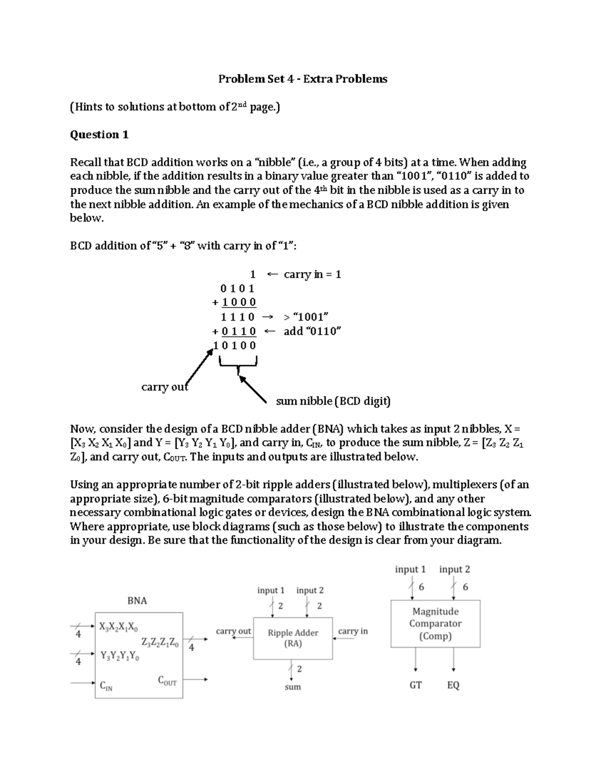 Problem Set 4 extra - Problem Set 4 -­‐ Extra Problems (Hints to ...