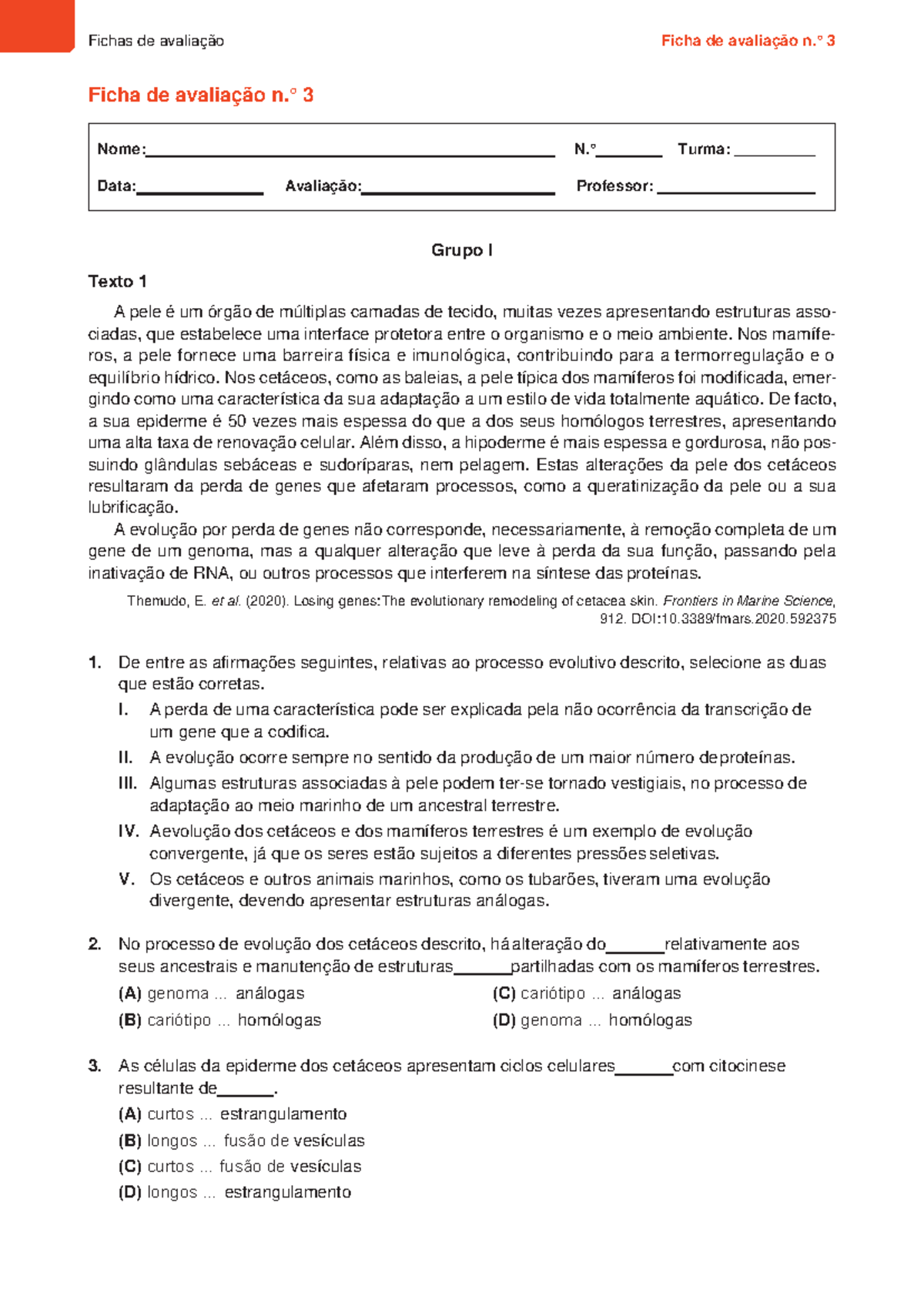 Odis11 ficha avaliacao 3 - Fichas de avaliação Ficha de avaliação n.° 3 ...