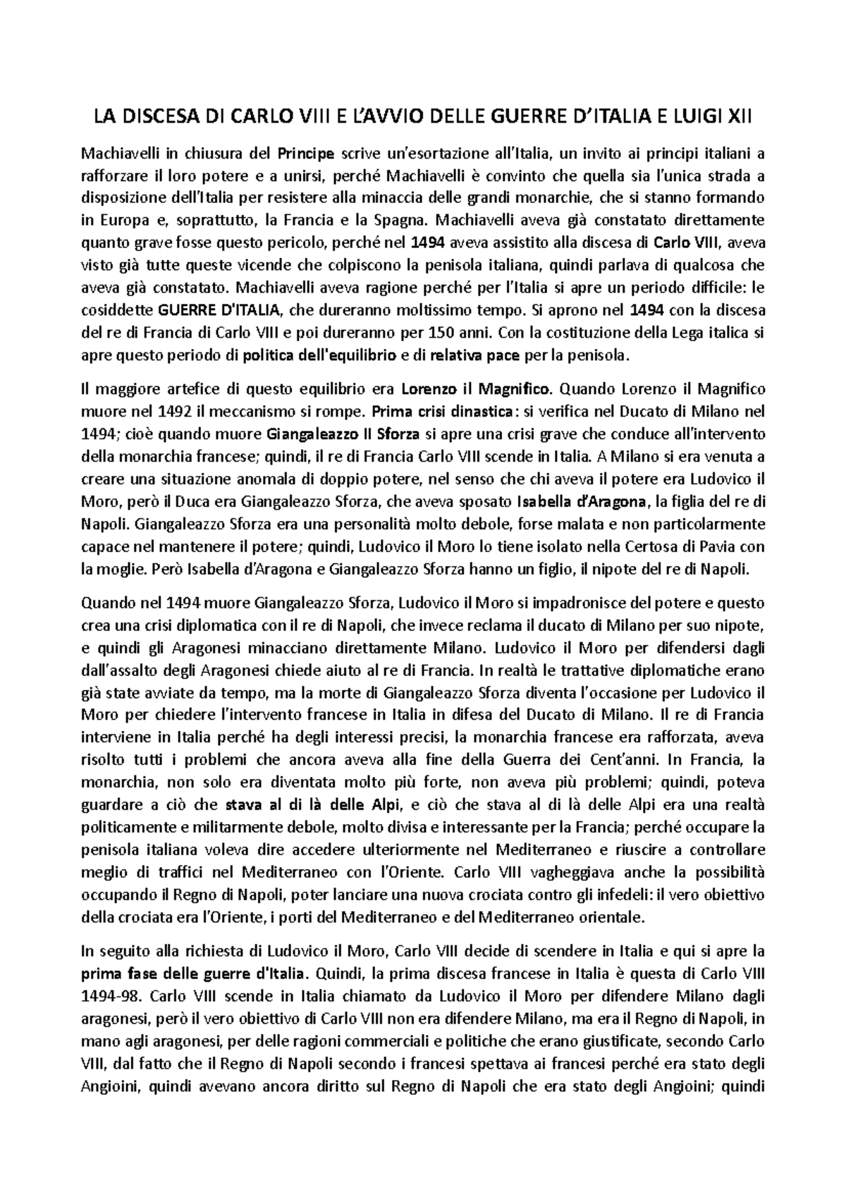 Carlo VIII e Luigi XII e guerre d'Italia - Storia (Scientifico ...