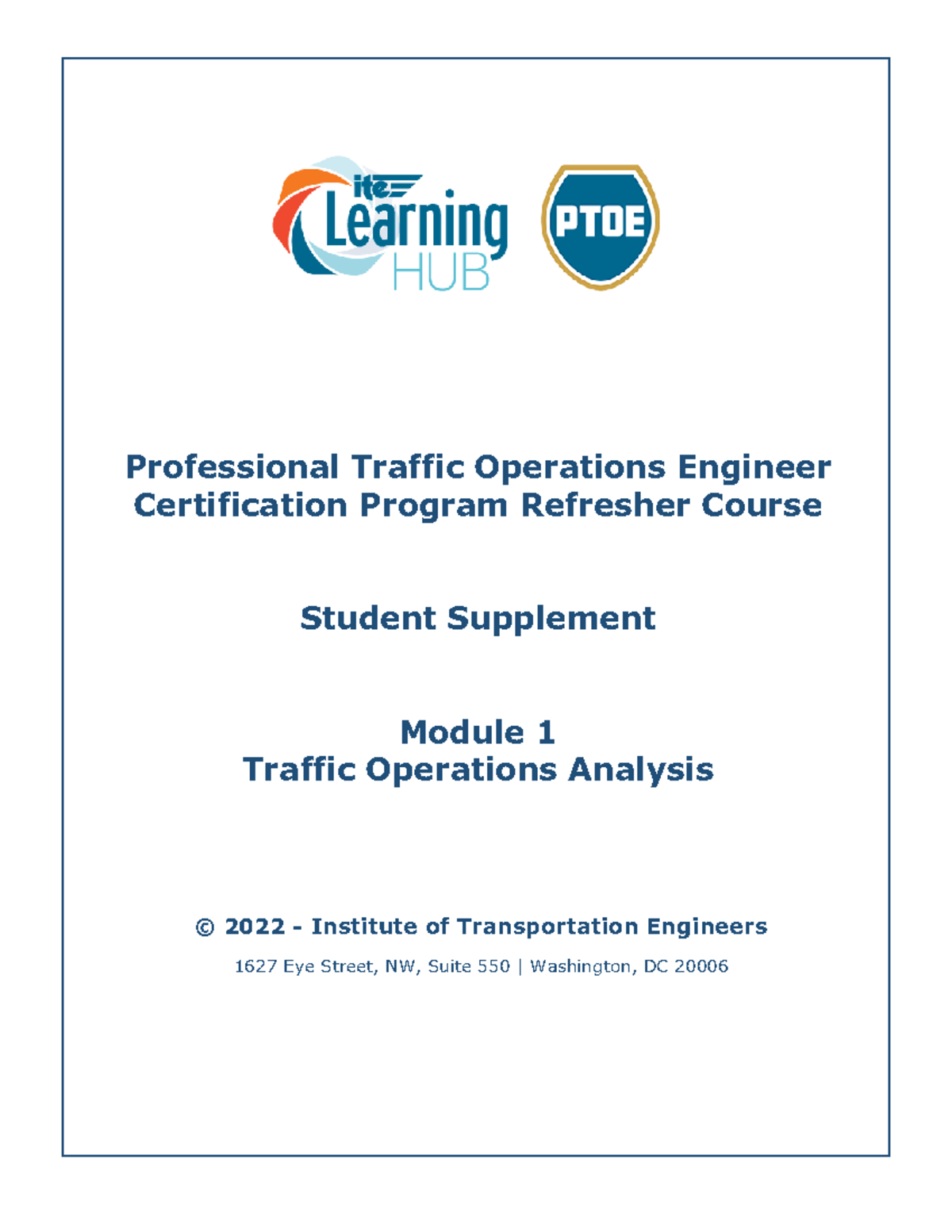 634617264 Module 1 Traffic Operations Analysis - Certification Program ...