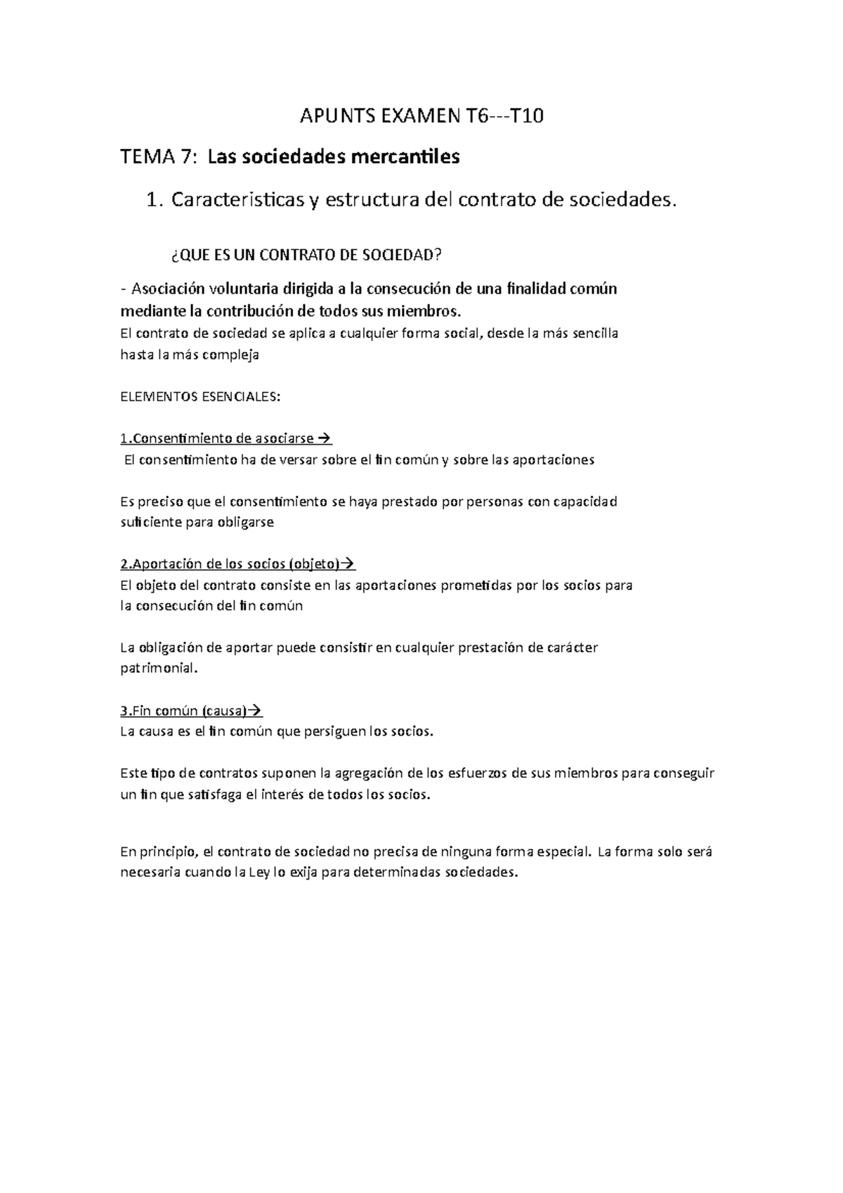 Apunts Examen T6 - derecho mercantil - APUNTS EXAMEN T6-T TEMA 7: Las sociedades mercantiles 1 ...