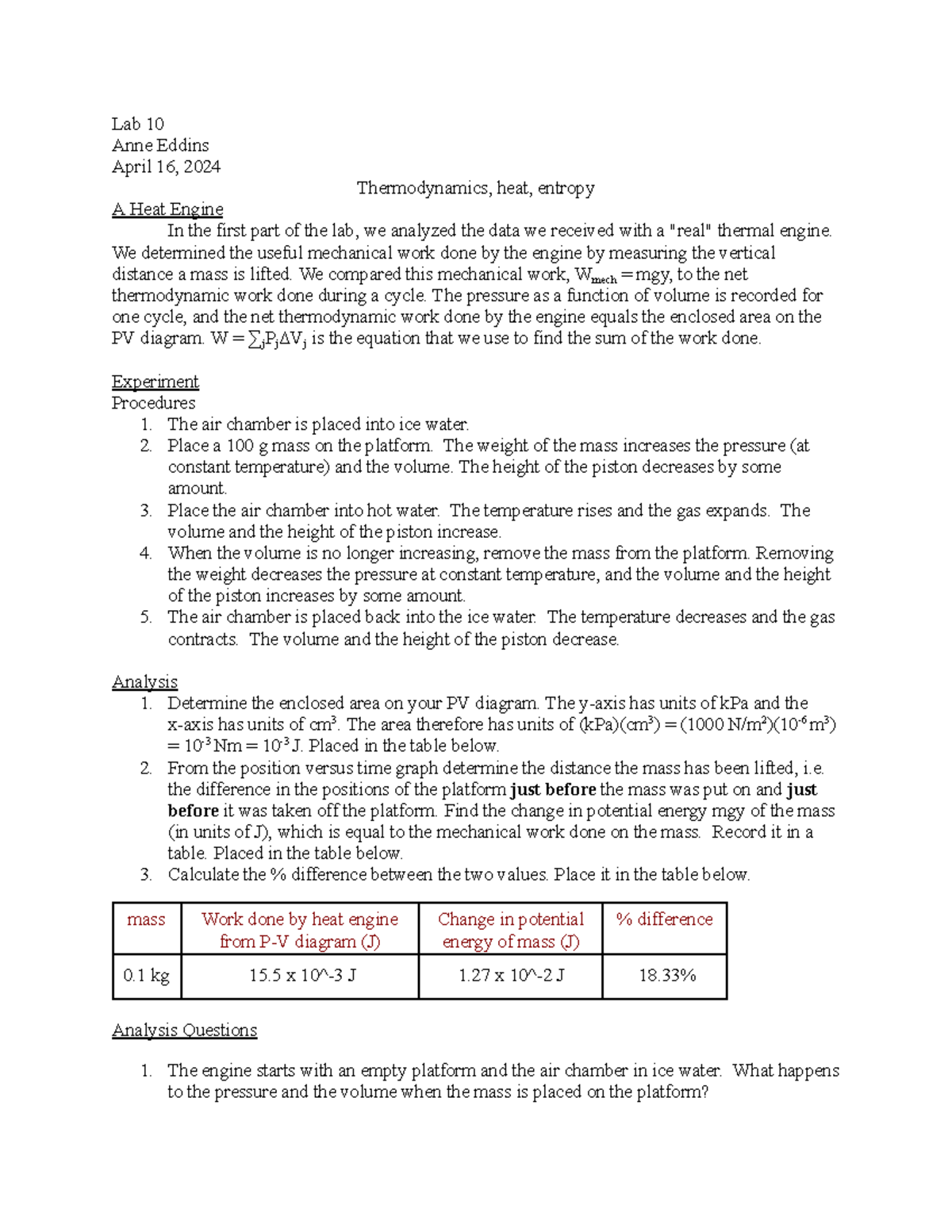 Lab 10 - Physics 221 Lab 10 - Lab 10 Anne Eddins April 16, 2024 ...