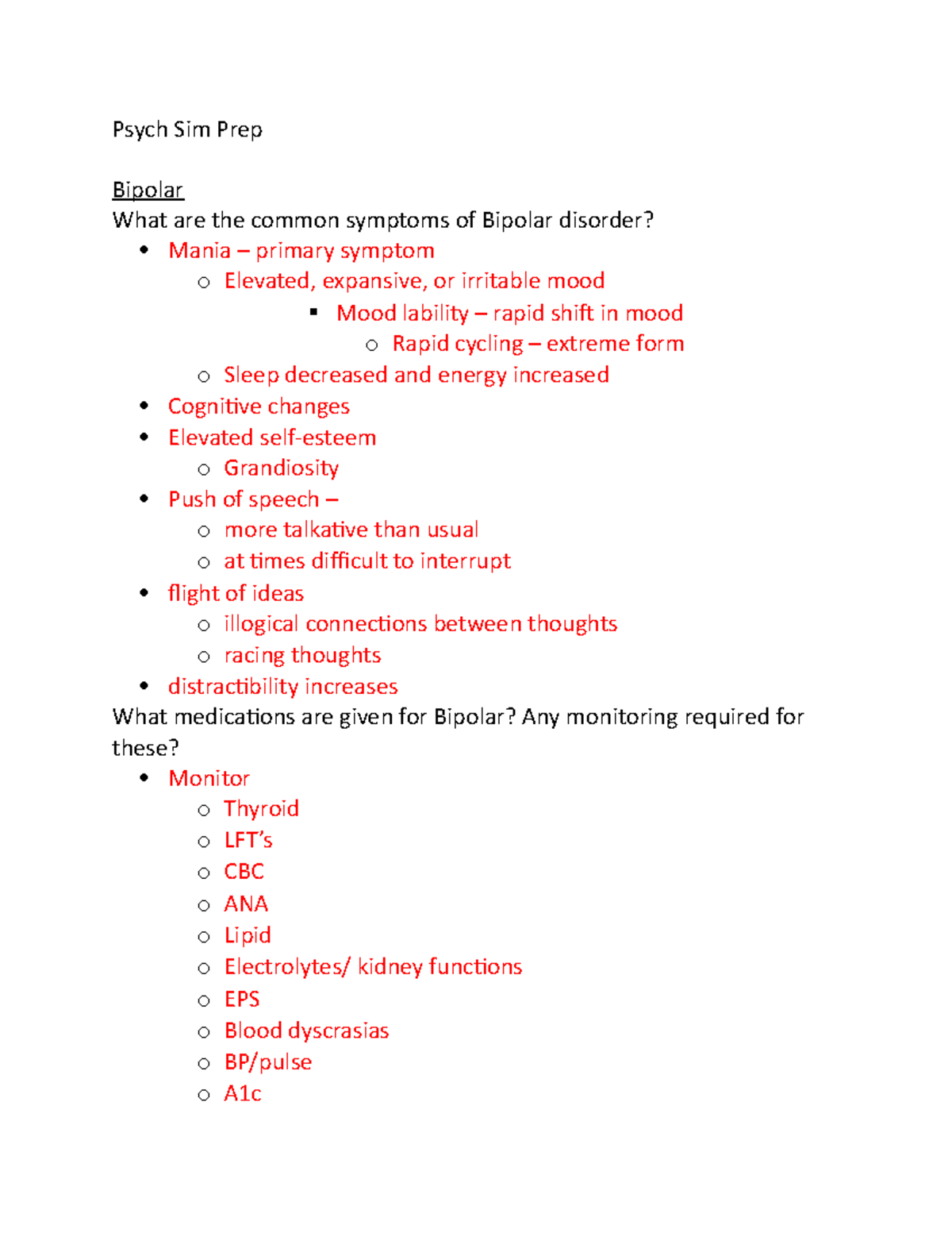 Psych Sim Prep - Psych Sim Prep Bipolar What are the common symptoms of ...
