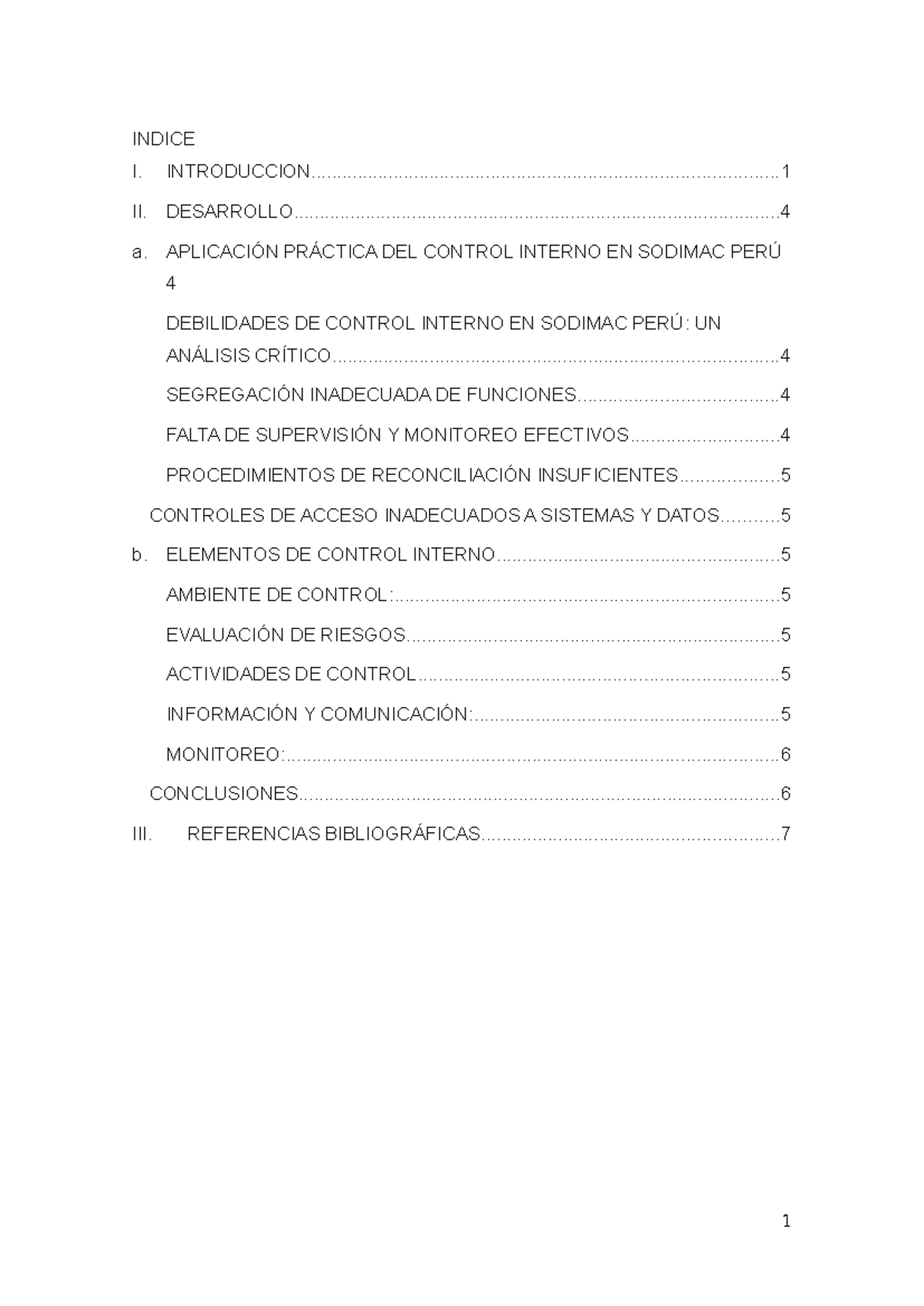 INFORME DE INGLES - INDICE I. - Studocu