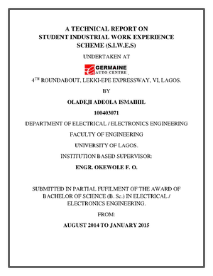 Siwes Letter - Student Industrial Work Experience Scheme - Studocu