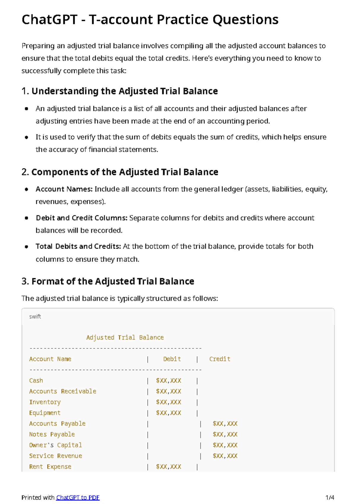 Adjusted Trial Account Guide - ChatGPT - T-account Practice Questions ...
